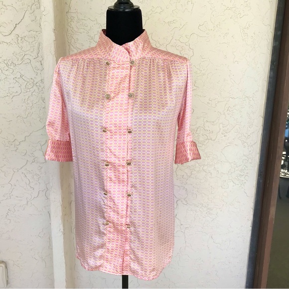 Lissa Mar | Tops | New Lissa Mar Worth It Pretty In Pink Silk Blouse Szm | Poshmark